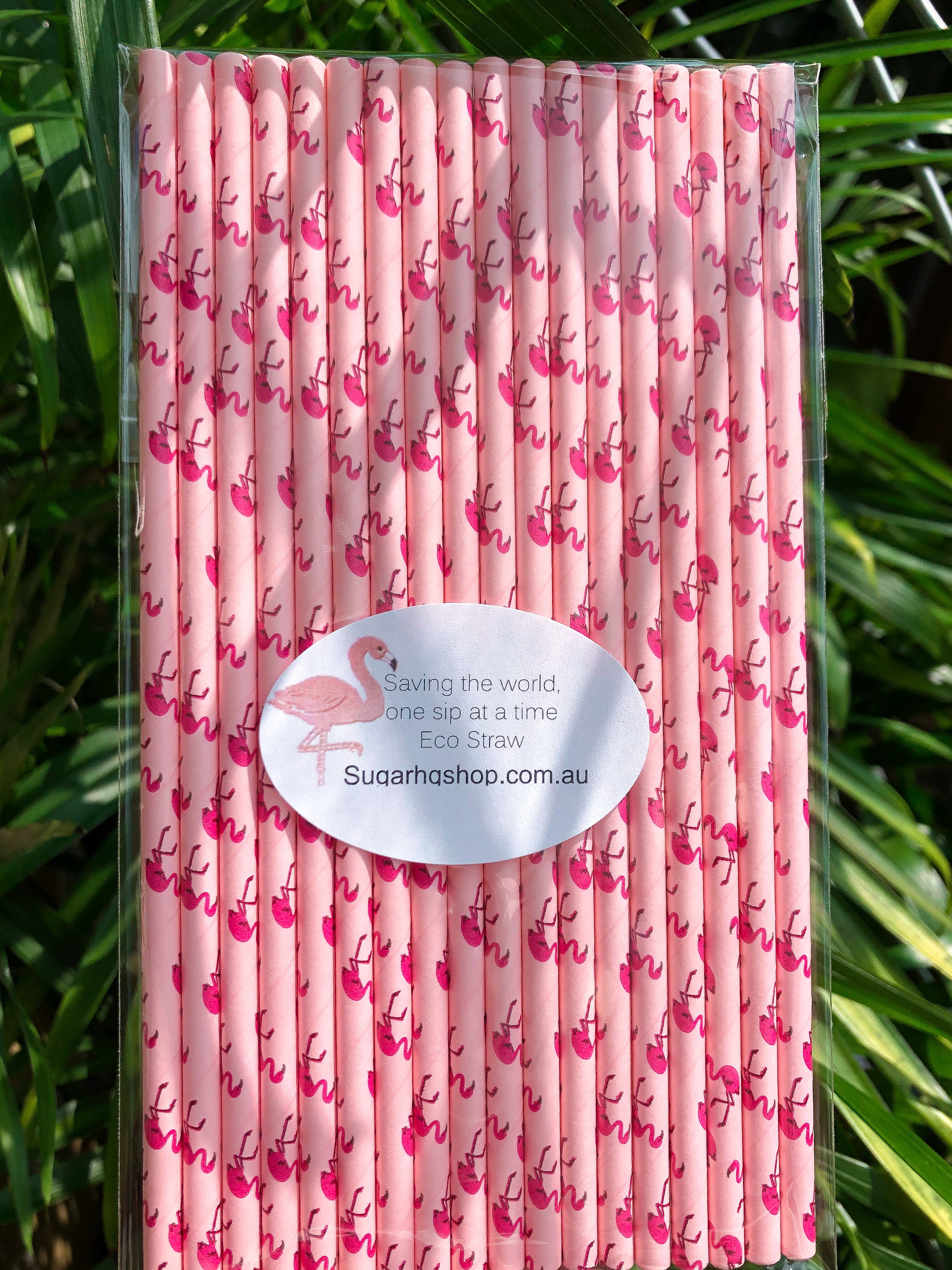Eco Flamingo Paper straws 18 pack | Sugar HQ